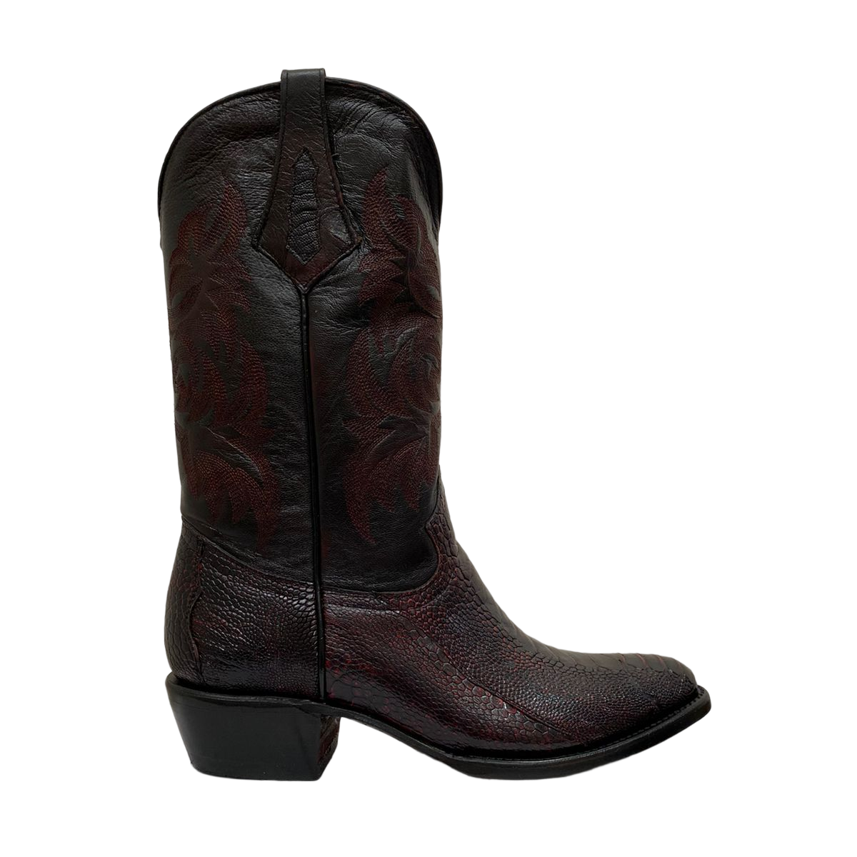 As Boots | Bota As oval con piel de avestruz cherry