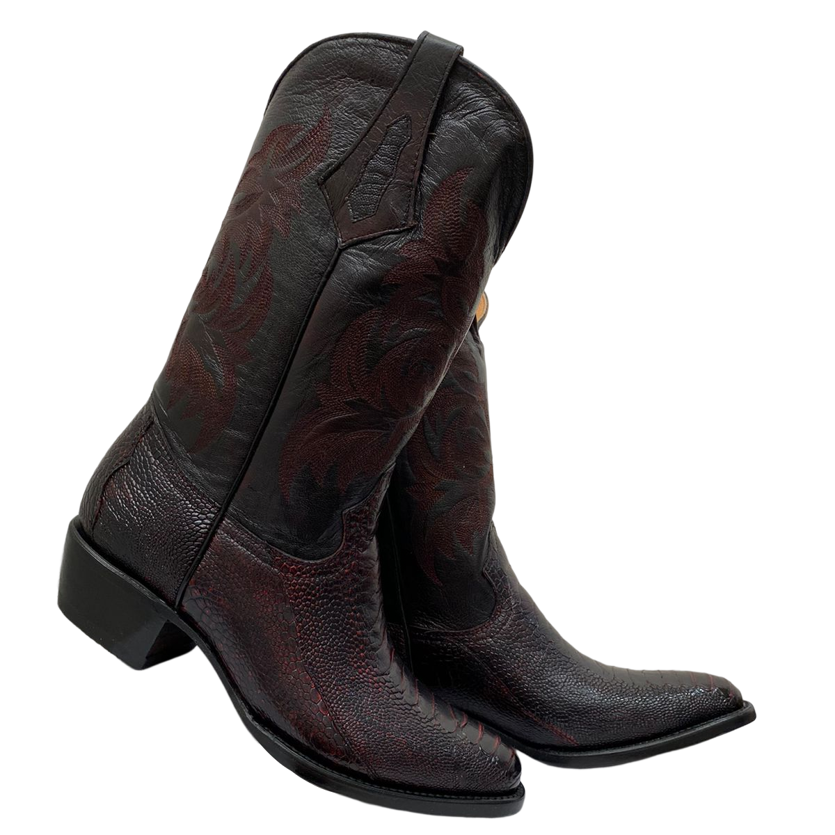 As Boots | Bota As oval con piel de avestruz cherry